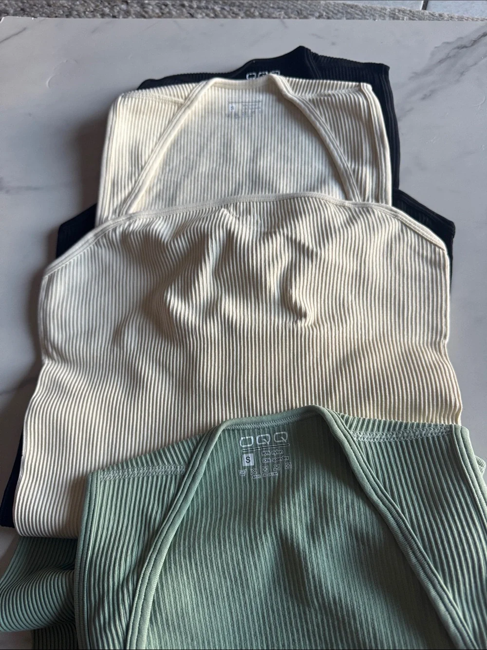 OQQ | Tops | Oqq Ribbed Halter Tank Top Sage Green Black And Cream ...